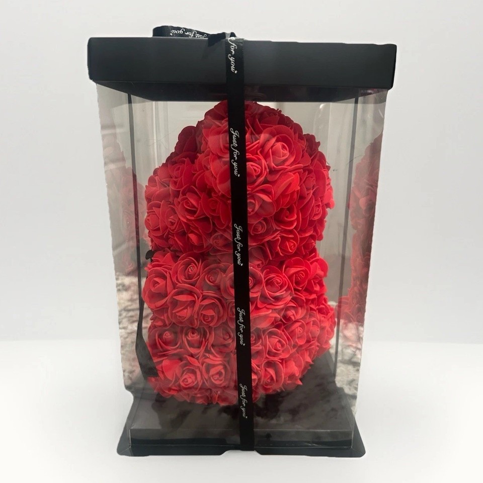 Red Rose Bear 10in Flower Rose Bear with Box ＆ Led Light | eBay