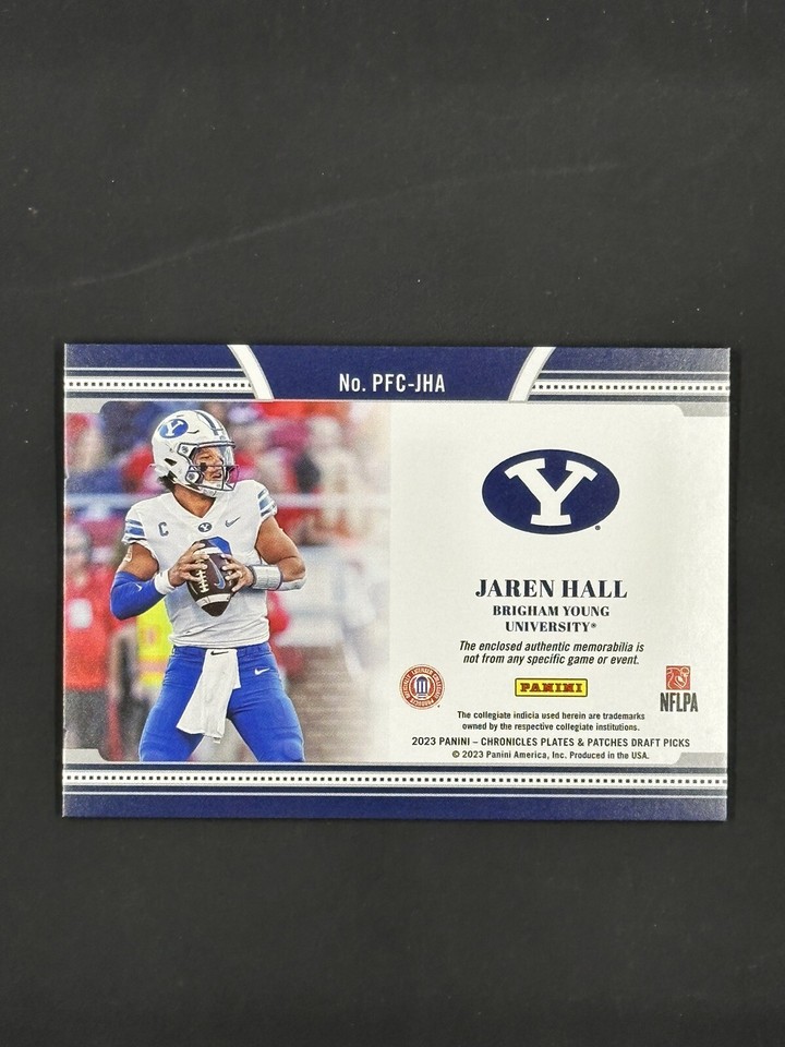 2023 Panini Plates and Patches Jaren Hall Patch Full Coverage RC SP # ...