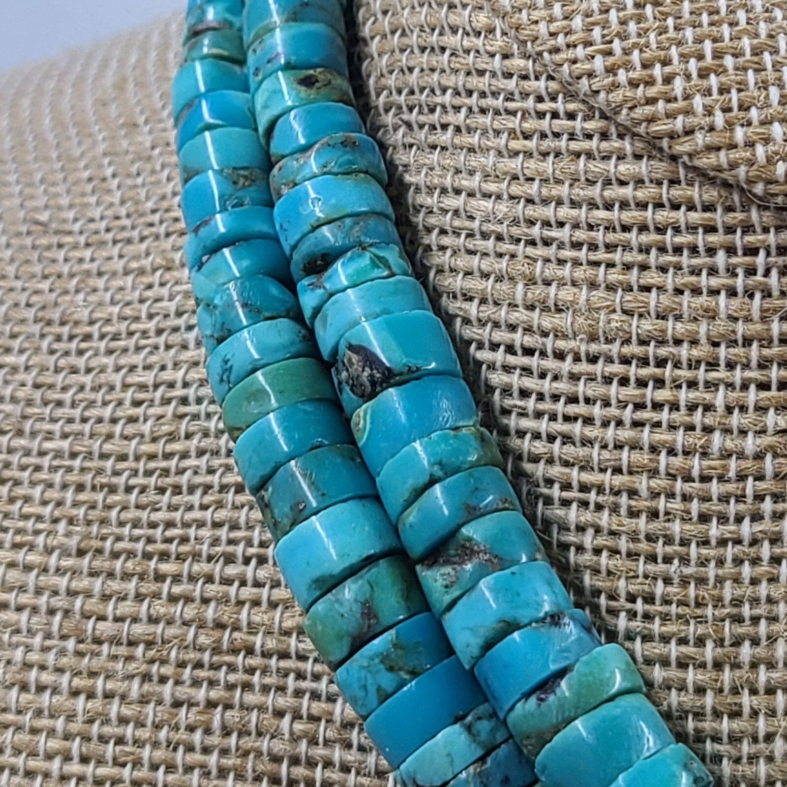 Graduated Heishi Turquoise Shell Red Coral Sterling D… - Gem