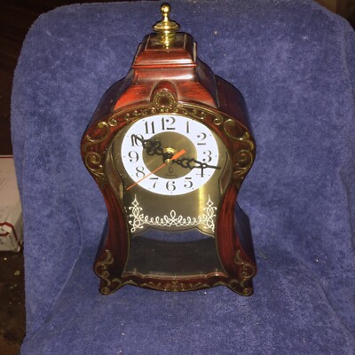 Unique Mantle Quartz Clock Plastic Brown Gold Accent 6.5 x 11” | eBay