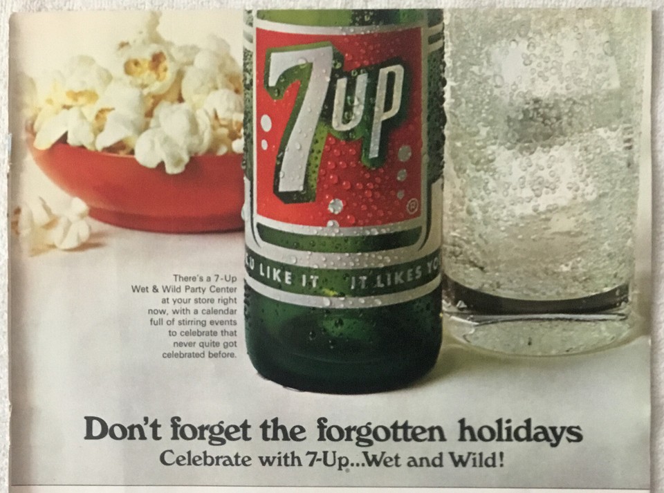 1967 Vintage 7up Soda Magazine Print Ad Forgotten Holidays Wet and Wild ...