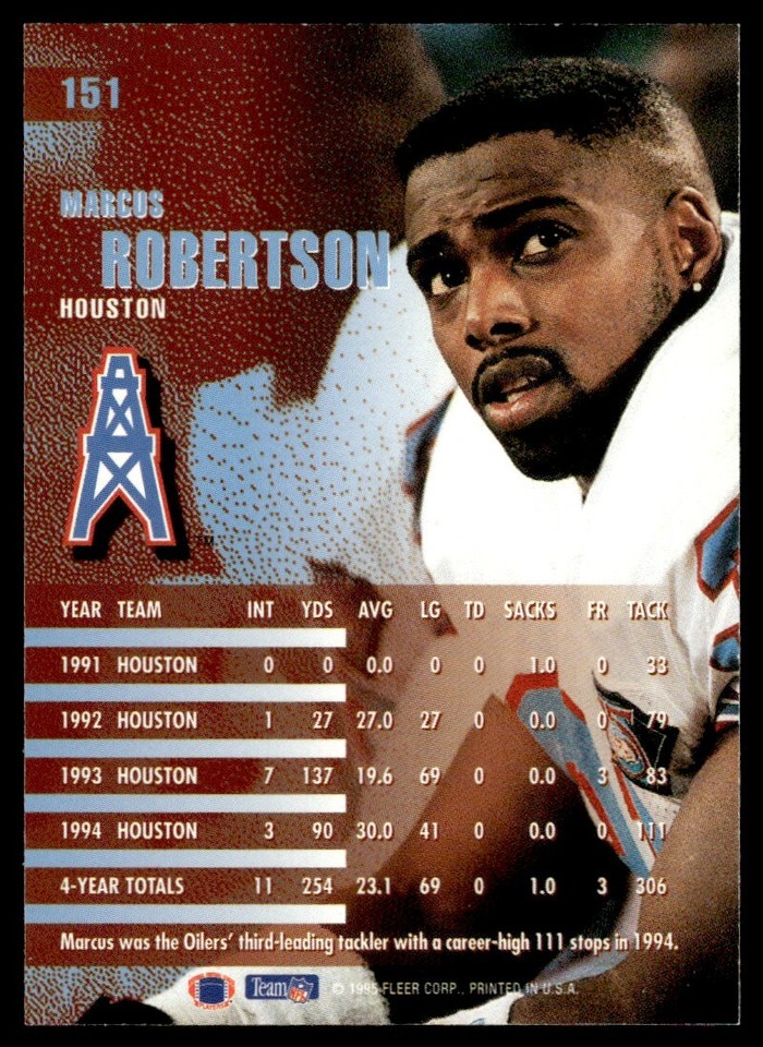 1995 Fleer Marcus Robertson Houston Oilers #151 | eBay