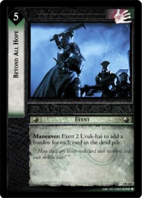 LOTR TCG TTT Two Towers Set BEYOND ALL HOPE 4R140 Foil M/GEM MINT Tip ...