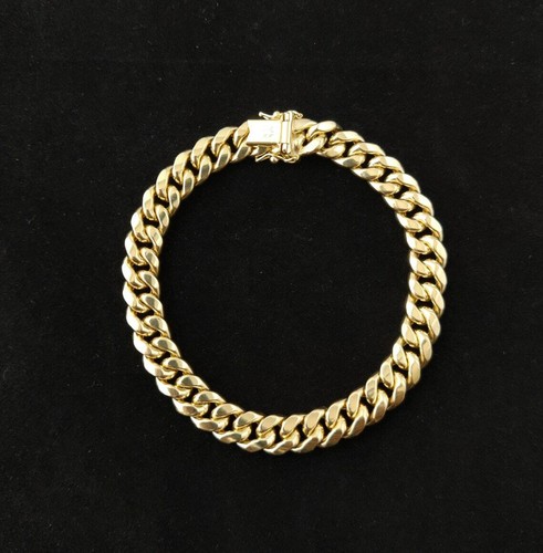 10k Yellow Gold 9mm Miami Cuban Chain Bracelet Box Clasp Lock Real 10K ...