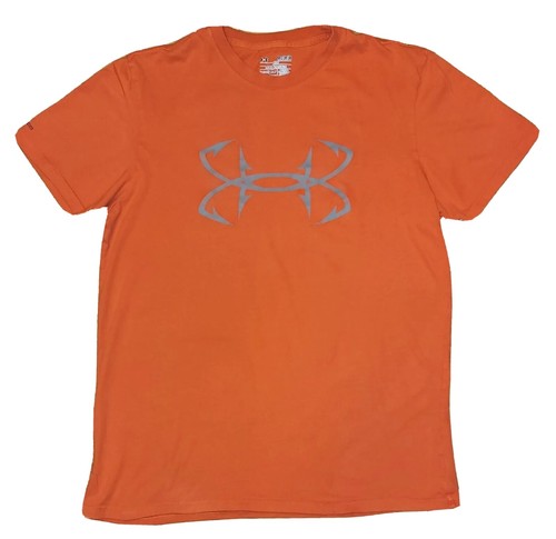 Under Armour Charged Men's Medium Orange Fish Hook Logo Athletic Tshirt ...