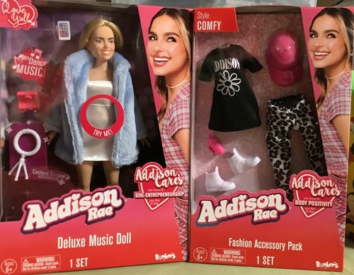 2 SETS... ADDISON RAE DELUXE MUSIC FASHION DOLL AND FASHION ACCESSORY ...