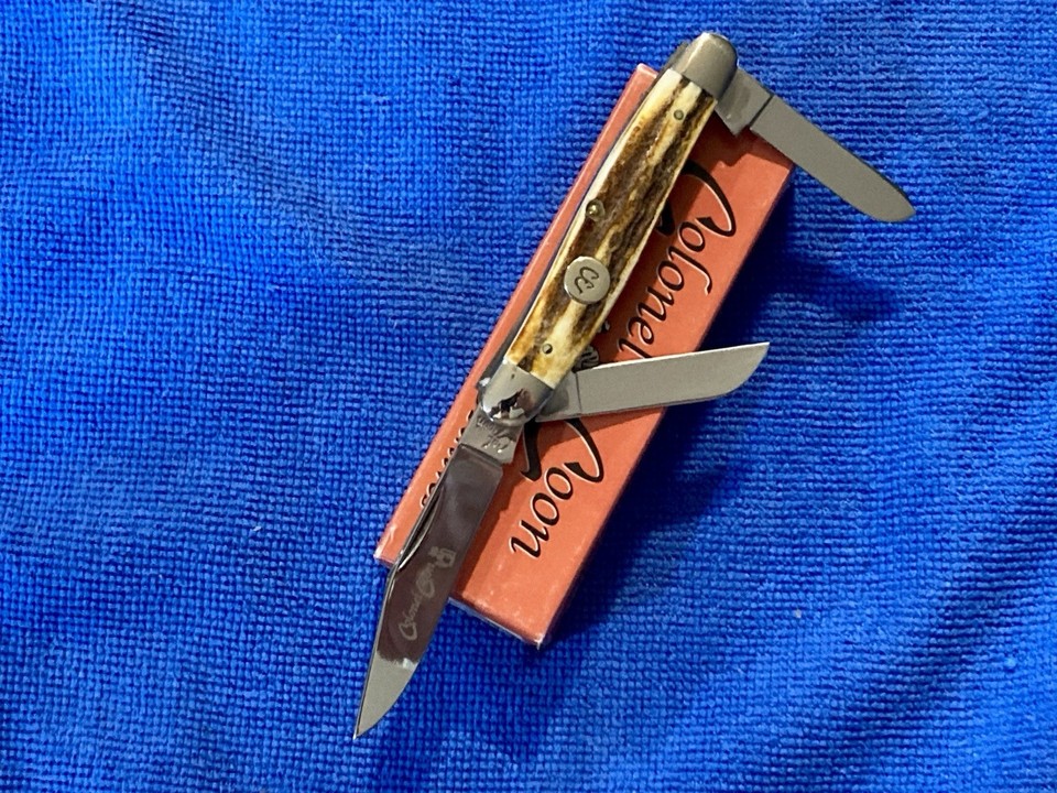 COLONEL COON TM BY QUEEN CUTLERY CO USA SAMBAR STAG #CC61 STOCKMAN ...