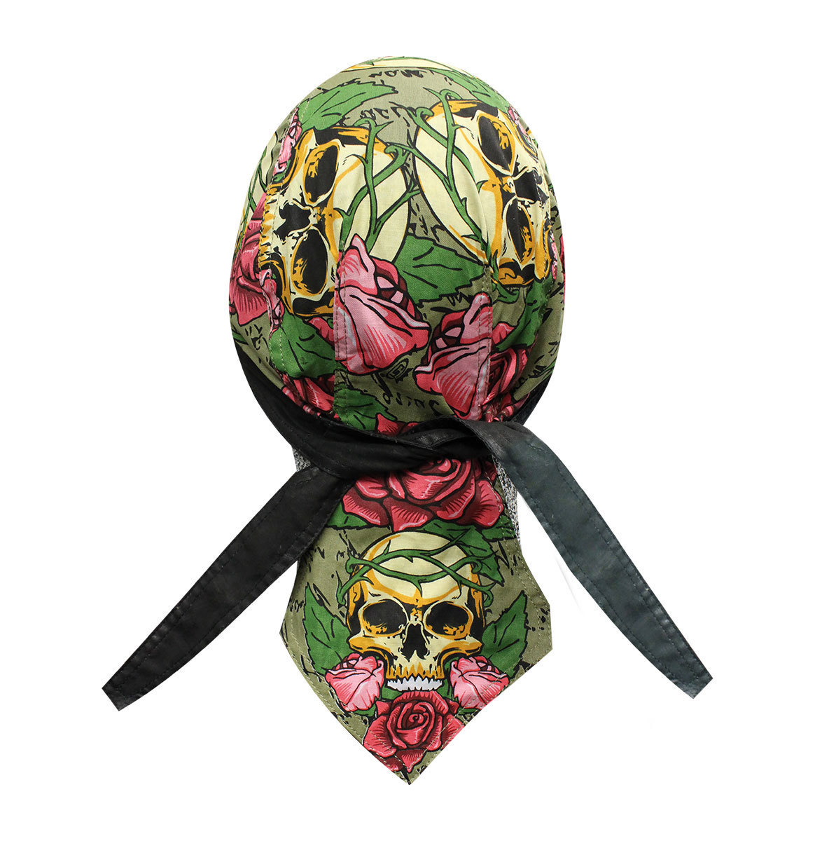 Red Rose & Vines Skull Garden Biker Headwrap Skull Cap Durag Sweatband ...
