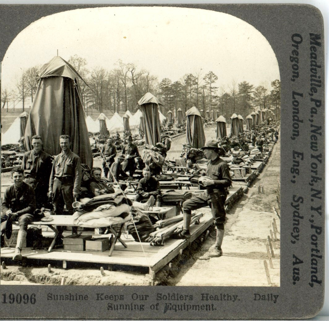 WW1, Daily Sunning of Equipment Keeps Soldiers Healthy--Keystone #190 of 300 Set | eBay