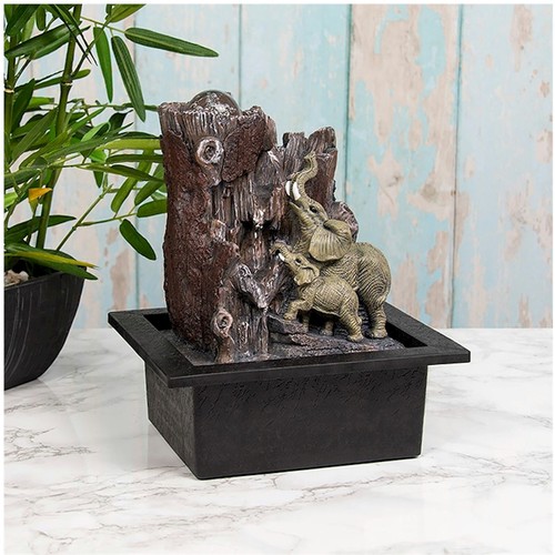 Elephants Indoor Water Fountain with LED Light Ornament JDLP48536 | eBay UK