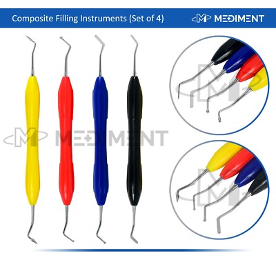4 Pcs Dental Composite Filling Instrument Silicon Handle Restorative ...