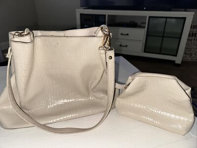 Beige Purse With Strap And Smaller Clutch Purse | eBay