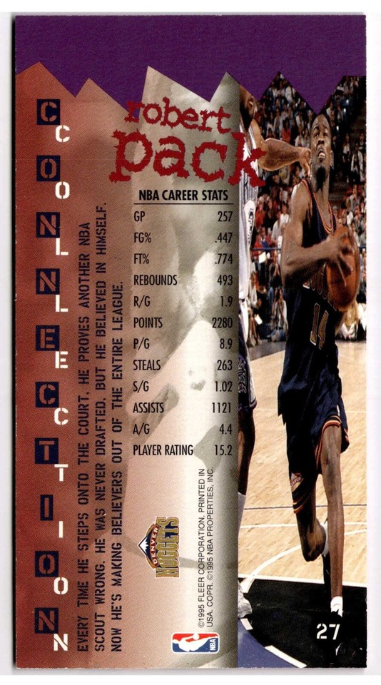 1995-96 Fleer NBA Jam Session Tall Boy - #27 Robert Pack Denver Nuggets ...