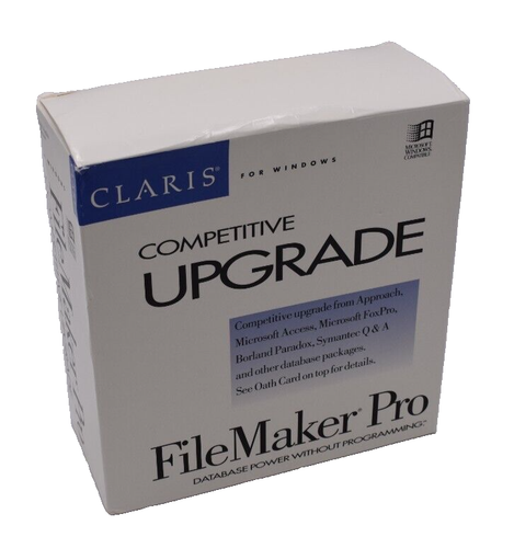 Vtg 1993 CLARIS FileMaker Pro For Windows Competitive Upgrade -- New ...