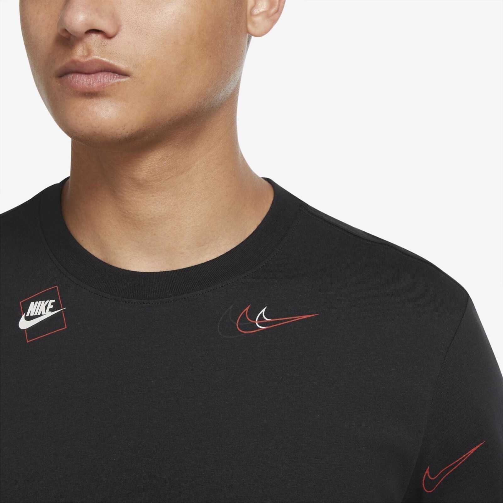 Mens Nike All Over Print T Shirt DN5246 010 Black/Red Size S | eBay UK