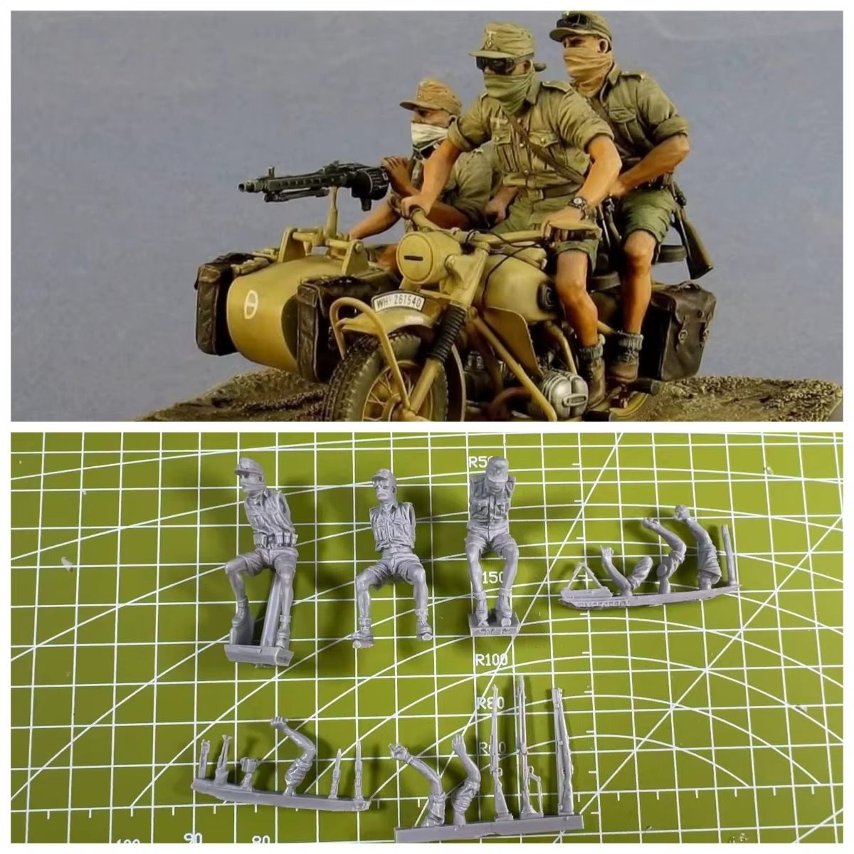1/35 DAK Motorcycle Crew Resin Figures – 3 German Afrika Korps Soldiers ...
