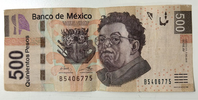 500 Pesos Mexican Banknote Diego Rivera Frida Kahlo Circulated | eBay