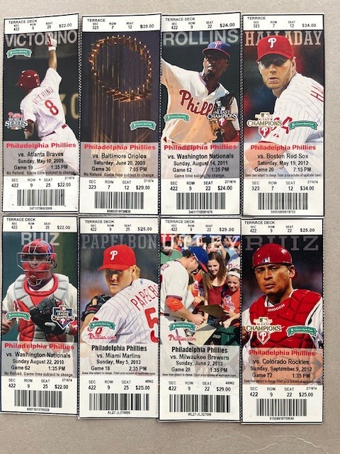 Philadelphia Phillies ticket stubs lot of 8 from different games 2009 ...