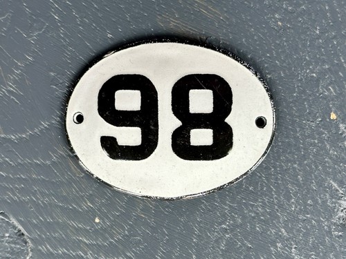 Number 98 Vintage Enamel House Numbers Europe Made SPA Hotel Room FREE ...