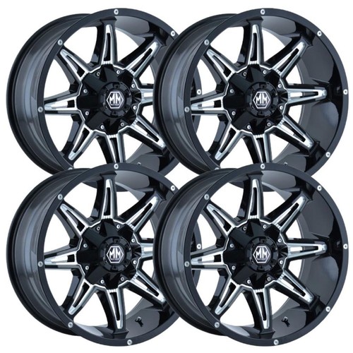(Set-4) Mayhem Rampage 17x9 5x127/5x139.7 -12mm Black Milled Wheels ...