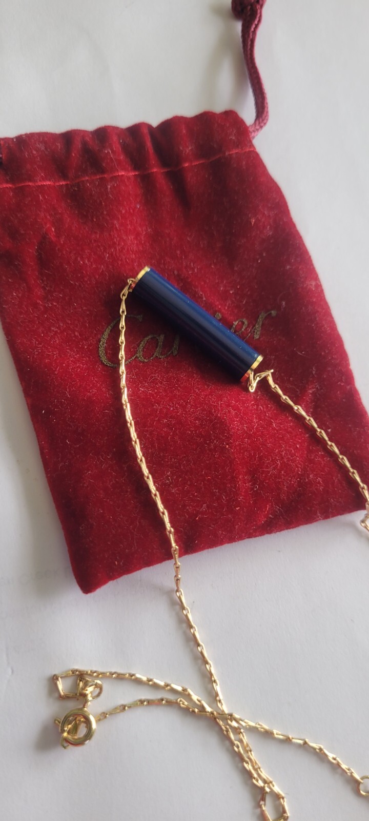 100% genuine Vintage Cartier blue enamel charm bar on… - Gem