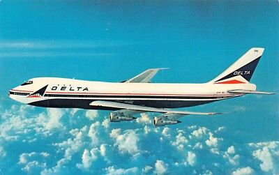 Delta Boeing 747 Superjet Jet Plane Flying Postcard 1970s | eBay