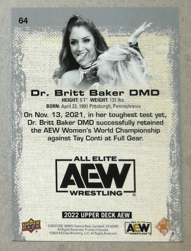 2022 Upper Deck AEW Wrestling Dr. Britt Baker DMD #64 | eBay