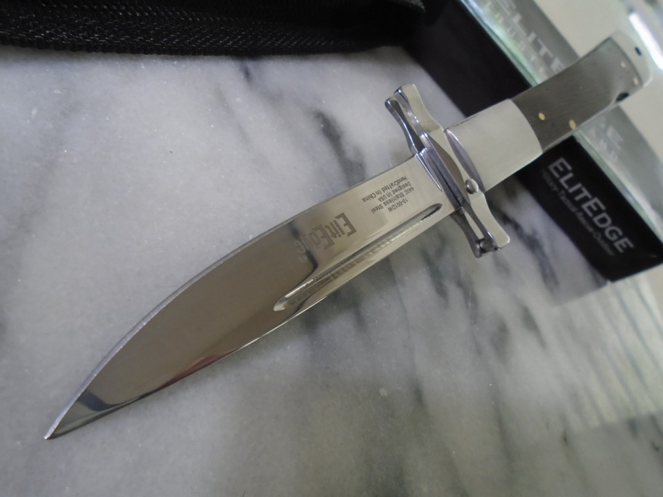 Elitedge Fancy Swing Guard Lockback Pocket Knife Folder Dark Wood 440C ...