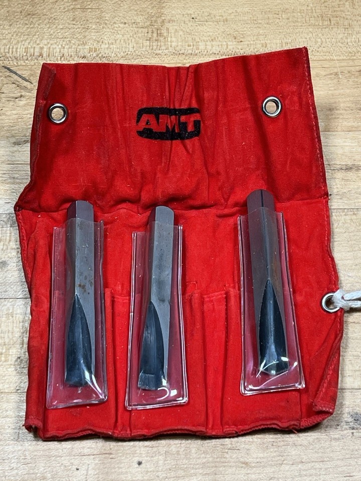 Vintage AMT Wood Chisels Set of 3 in Red Velvet Pouch - Woodworking ...