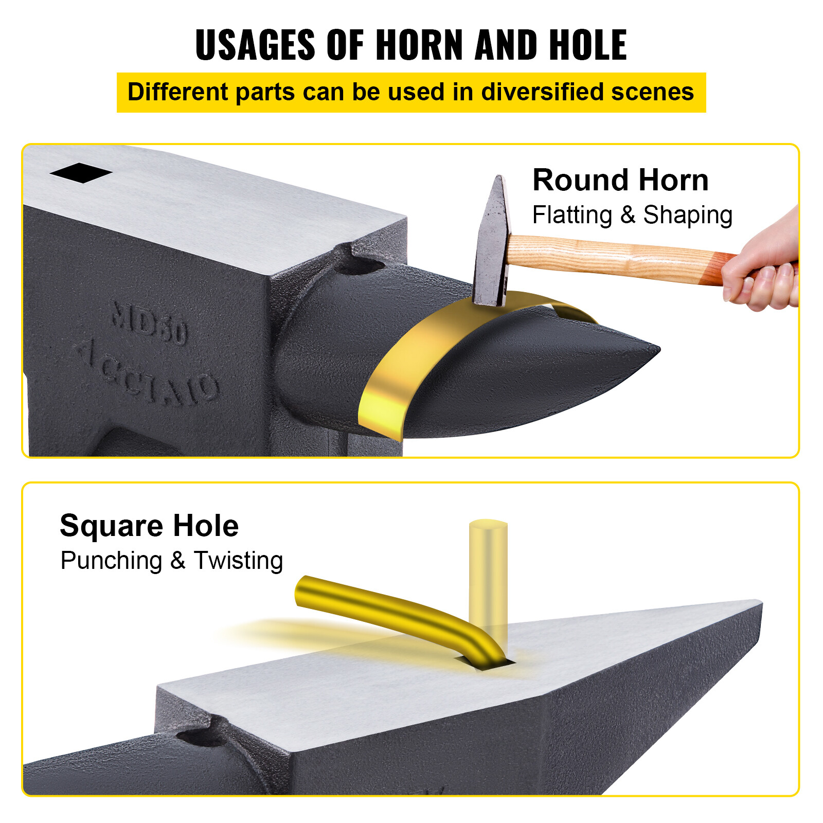 VEVOR Blacksmith Anvil 132lb 60kg Cast Iron Anvil Forged Steel Anvil ...