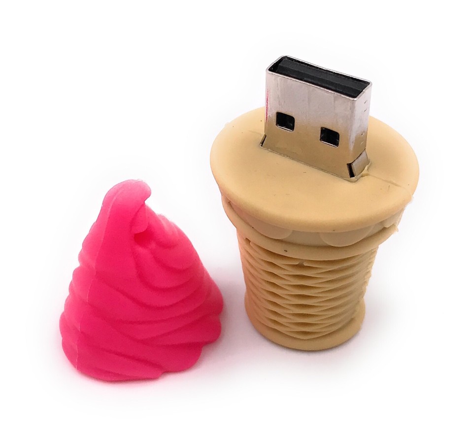 Soft ice cream cone pink summer hot Funny USB Stick various capacities ...