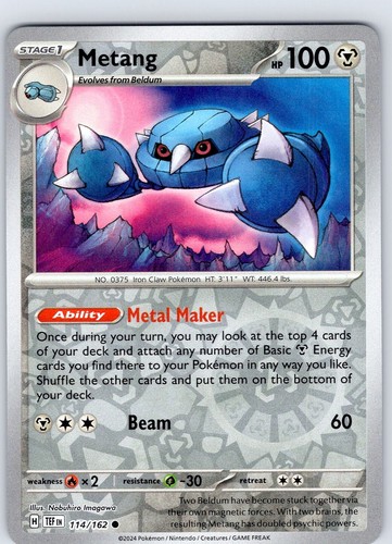 Pokemon TCG Metang S&V Temporal Forces 114/162 Reverse Holo Common Card ...