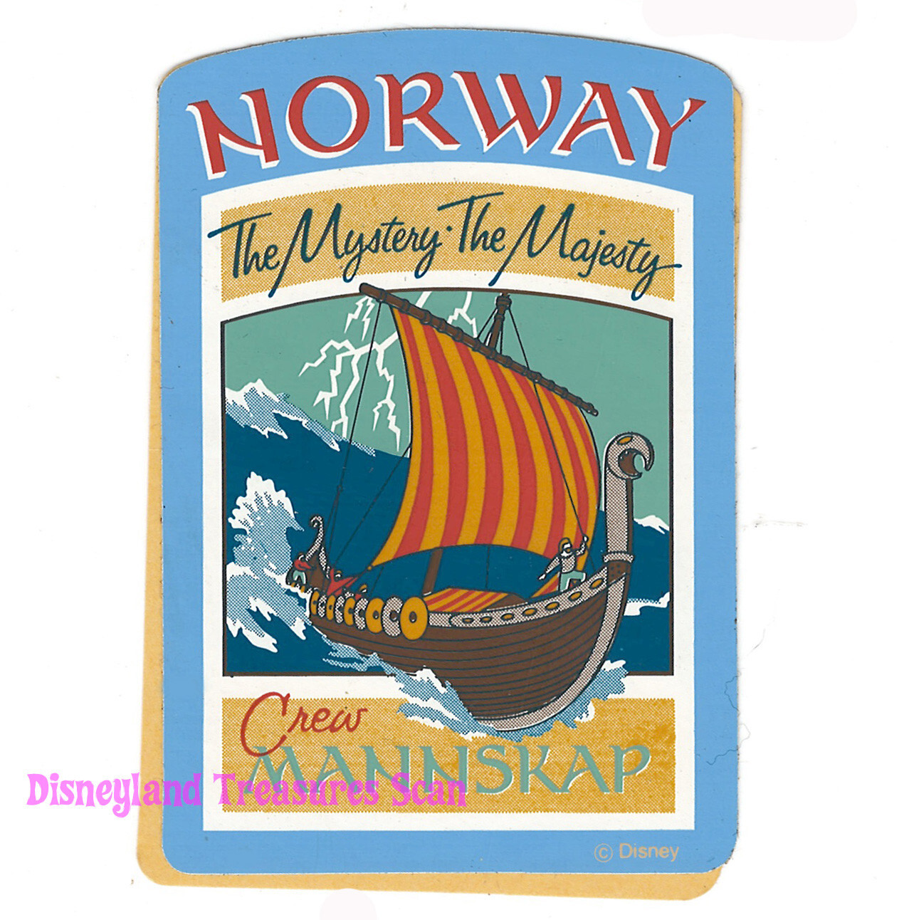Vintage Disney EPCOT Unused Norway Pavilion Cast Mannskap Sticker circa ...