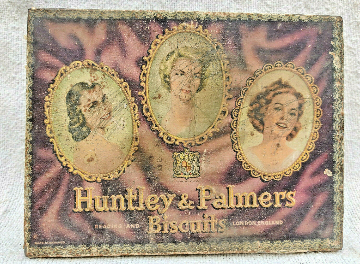 Vintage Huntley Palmers Biscuits Confectionery Paper Cameo Tin England ...
