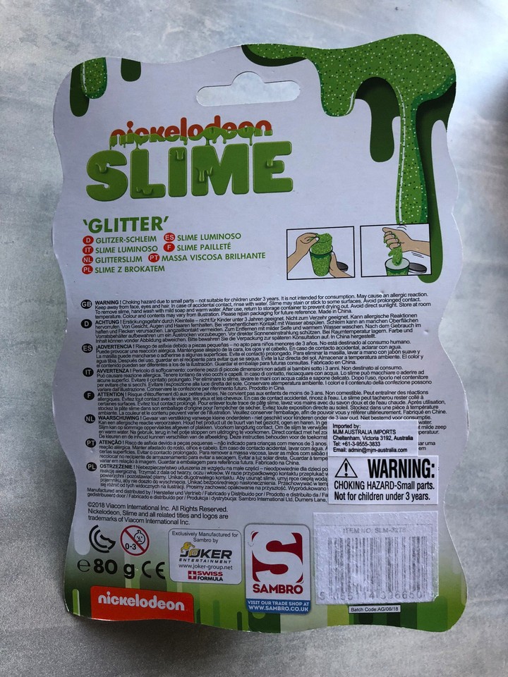 Brand New Sealed Nickelodeon Green Glitter Slime 80g Tub Ages 3+ Years ...