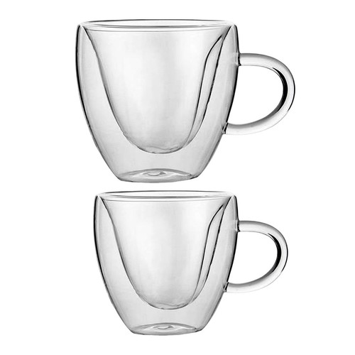 High Borosilicate Double Wall Coffee Mug Clear Heat Resistant Glassware ...