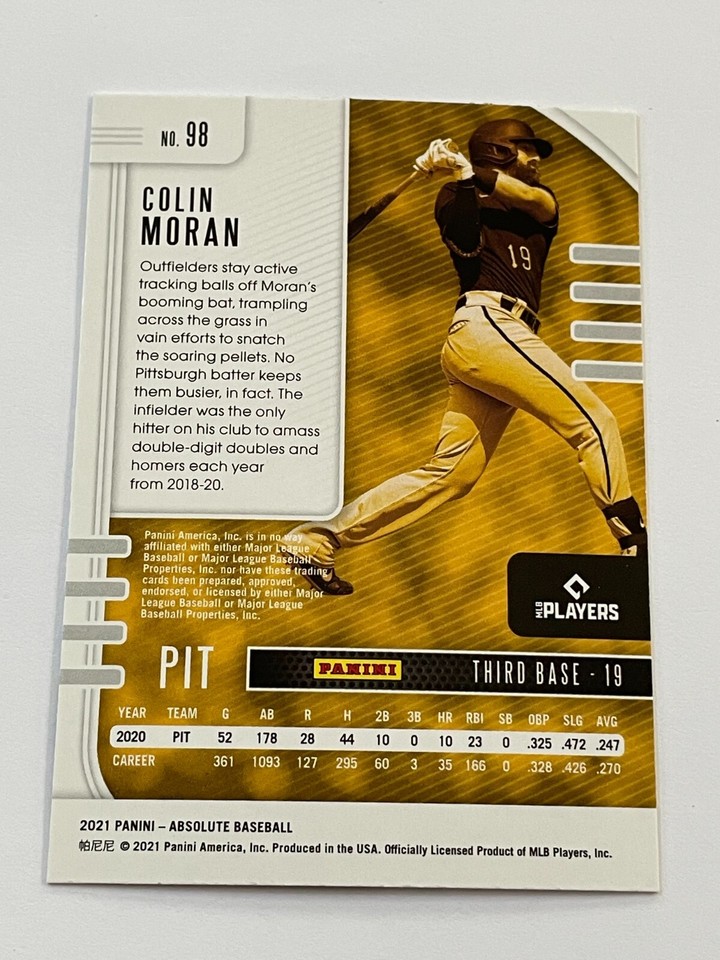 2021 Panini Absolute Baseball #98 - Colin Moran - Pittsburgh Pirates | eBay