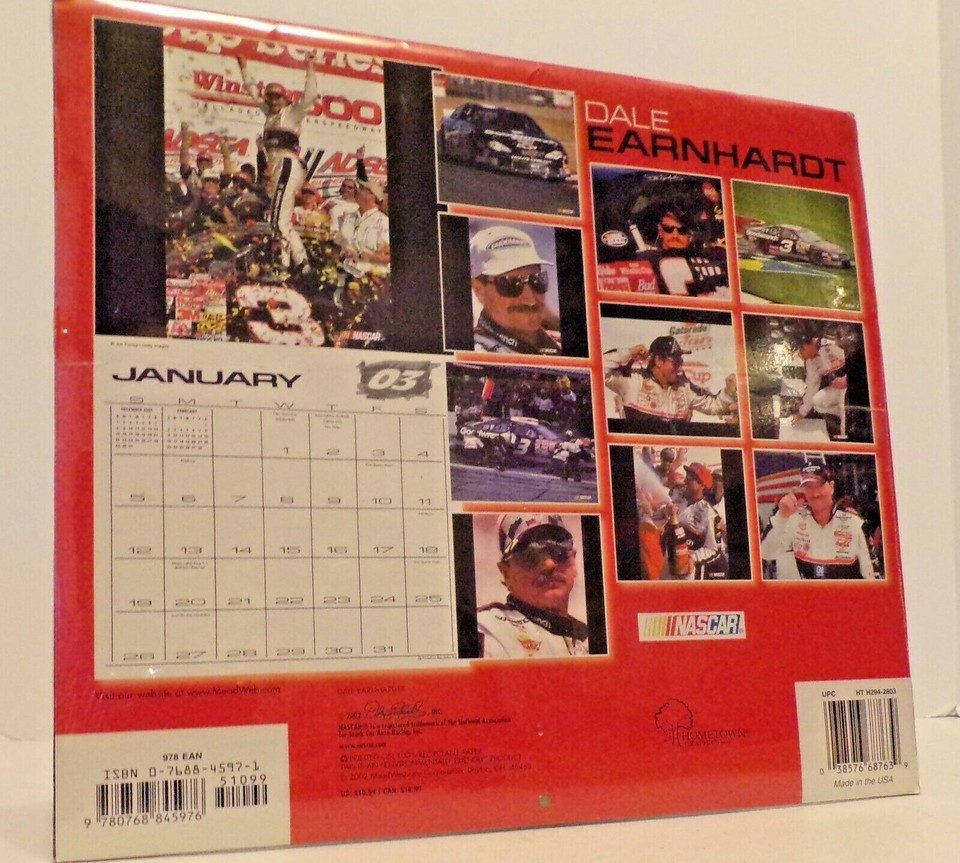 Dale Earnhardt 2003 16 month photo calendar sealed Chevy Monte Carlo ...