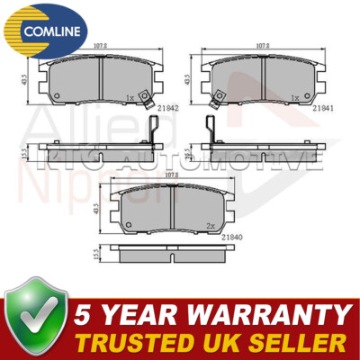 Allied Nippon Rear Brake Pads Set Fits Mitsubishi Shogun Pajero 1989 ...