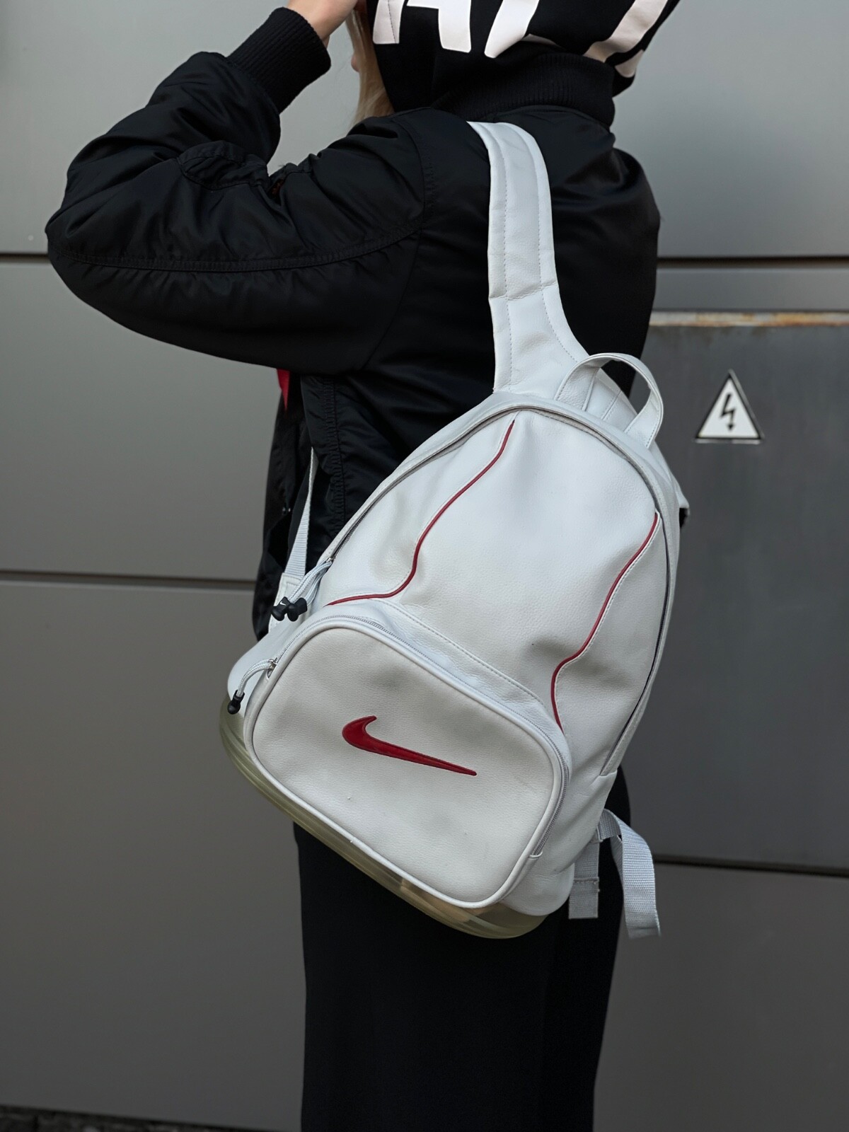 Rare Nike Vintage Leather Backpack 90s Original Grey … - Gem