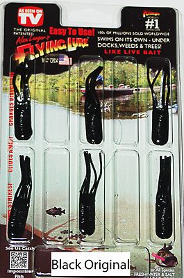 2'' Alex Langer's Black Original Flying Lure Pack. 6 Lures. Hooks not ...