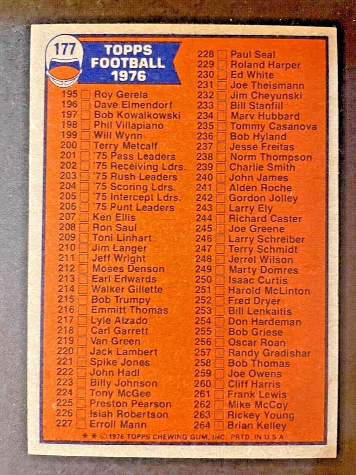 1976 Topps Football - Unmarked Checklists - You Pick - Multi-Card ...