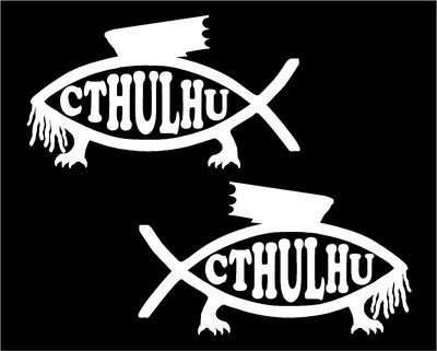 Cthulhu Fish Decals Set of Two car truck window laptop vinyl stickers ...