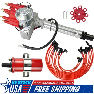SMALL CAP HEI DISTRIBUTOR+RED COIL + 8.5mm WIRES UNDER EXHAUST For ...