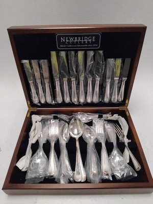 Newbridge Cutlery 44 Piece Silver Plated Canteen Set in Wooden Box ...