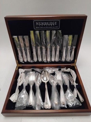 Newbridge Cutlery 44 Piece Silver Plated Canteen Set in Wooden Box ...