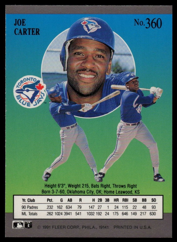 1991 Ultra #360 Joe Carter Toronto Blue Jays | eBay