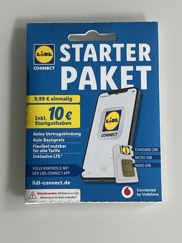 Lidl Connect Starterpaket SIM-Karte 10 Prepaidkarte by Vodafone NEU OVP ...