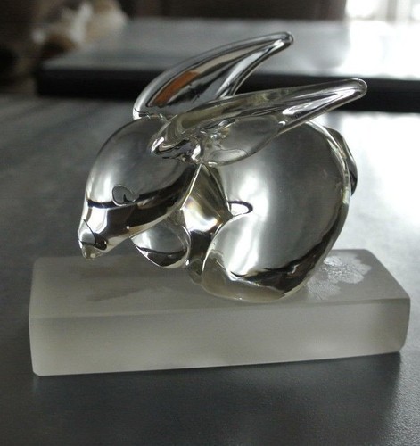 Lead Crystal 3" Rabbit Bunny Figurine Glass with frosted base ...