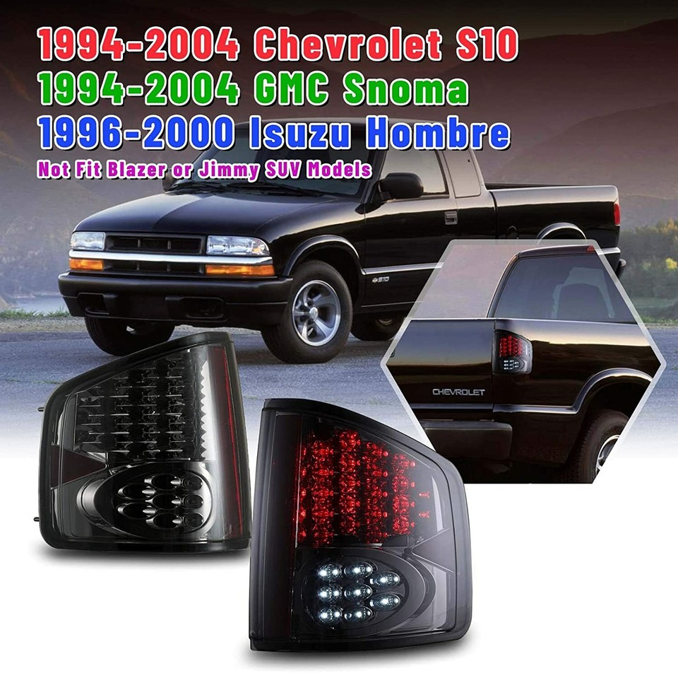 LED Tail Lights for 94-04 Chevy S10/GMC Sonoma Isuzu Black Smoke Brake ...